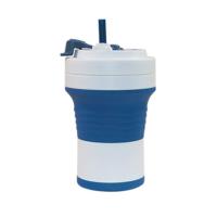 China 550ml Collapsible Silicone Travel Mug BPA Free Foldable Coffee Cup Leakproof Portable for sale