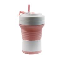 China 550ml Collapsible Silicone Travel Mug BPA Free Foldable Coffee Cup Leakproof Portable for sale