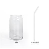 China Sublimation Blank Bamboo Drinking Water Glasses Tumbler Bottle 16oz Clear Glass BPA Free for sale