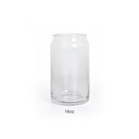 China Sublimation Blank Bamboo Drinking Water Glasses Tumbler Bottle 16oz Clear Glass BPA Free for sale