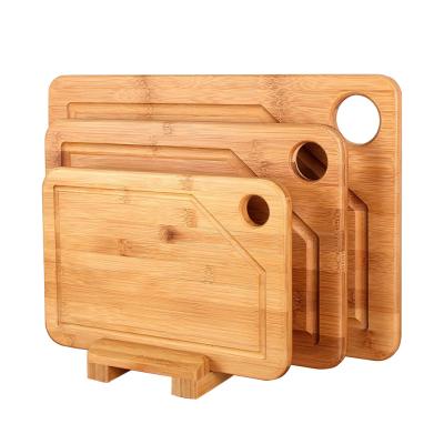 China 3 Piece Bamboo Butcher Block Chopping Board Set 28x2cm 33x22cm 22x15cm for sale