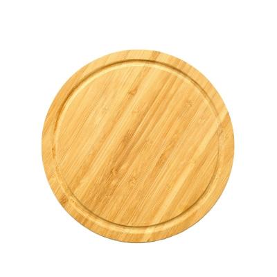 China CE Certified Round Bamboo Cutting Board with Juice Groove 20cm x 1.6cm for sale