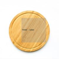 China CE Certified Round Bamboo Cutting Board with Juice Groove 20cm x 1.6cm for sale