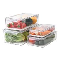 China PET Freezer Food Storage Stackable Plastic Storage Box 30*30*14cm for sale