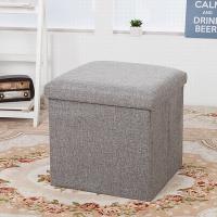 China Padded Seat Linen Storage Boxes Storage Ottoman Cube 30*30*30cm for sale