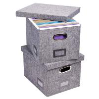 China Collapsible File 210D Oxford Fabric 100% Linen Storage Boxes Grey OEM for sale