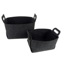 China Dark Grey Reusable Felt Storage Basket Folding Bin 14*12*10inch for sale