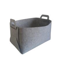 China Dark Grey Reusable Felt Storage Basket Folding Bin 14*12*10inch for sale