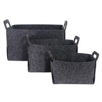 China Dark Grey Reusable Felt Storage Basket Folding Bin 14*12*10inch for sale