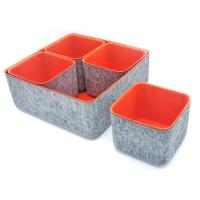 China 3-4cm Fabric 4 Combinations Gray Felt Storage Cube Bin 120mL for sale