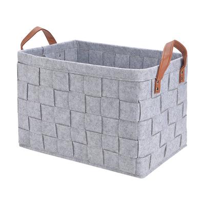 China Recycle Polyester Felt Storage Basket With Handles 19.1oz for sale