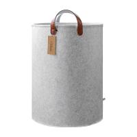 China 4mm Laundry Grey Felt Storage Basket With Imitation Leather Handles for sale