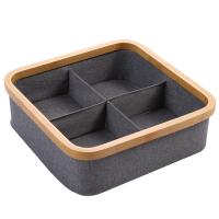 China Rectangle Fiber Rod Collapsible Bamboo Laundry Hamper With Lid 40*33*45cm for sale