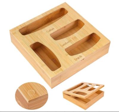 China 12x12x3 Inch Bamboo Kitchen Storage Ziplock Bag Storage Organizer for sale
