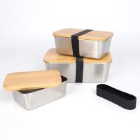 China SS304 Bamboo Kitchen Storage Food Container 400ML 800ML 1500ML for sale