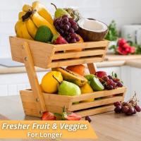 China 100% Natural Bamboo 2 Tier Vegetable Rack Kitchen Storage Organizer 12x9.75x11 Inch for sale