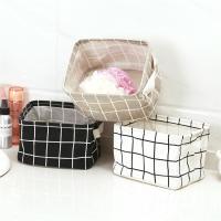 China Desktop Pantone Cotton Linen Storage Boxes Organizer Embossed for sale