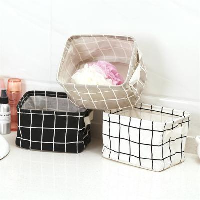 China Desktop Pantone Cotton Linen Storage Boxes Organizer Embossed for sale