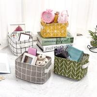 China Desktop Pantone Cotton Linen Storage Boxes Organizer Embossed for sale