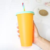 China 16oz 24oz Plastic Drinking Glasses Reusable Changing Color Cup 10*6*19cm for sale