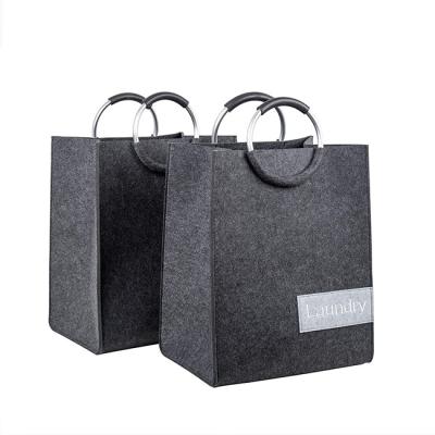 China Collapsible Hanging Felt Laundry Hamper Bag Odourless for sale