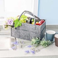 China Polyester Grey Foldable Felt Storage Basket With Dividers for sale