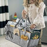 China Polyester Grey Foldable Felt Storage Basket With Dividers for sale