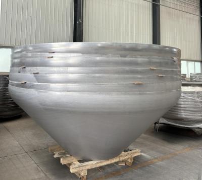 China SUS304 Stainless Steel Conical Dished Head - Half Apex Angle 45°, Small End Diameter 910mm, Large End Diameter 3016mm, Thickness 8mm for sale