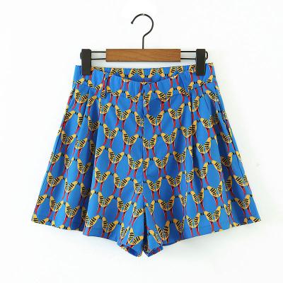 China Resort Style Satin Printed Elastic Waist Shorts Women Floral Shorts For Beach for sale