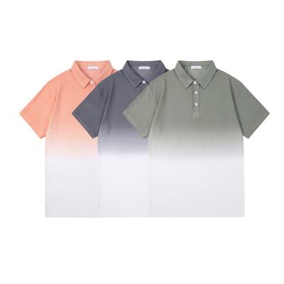 China Hanging Dye Teenage Gradient Tee Shirt Button Up Short Sleeve Polo Shirts for sale