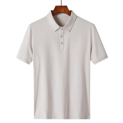 China White Lapel Middle Aged OEM T Shirts Business Ice Silk Quick Dry Shirt for sale