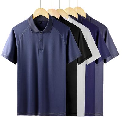 China Summer Middle Aged Business Lapel T Shirt Ice Silk Quick Dry T Shirt For Man for sale