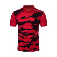 China Camo Print Patchwork Lapel OEM T Shirts 270gsm Spring Summer Polo Outfit Men for sale