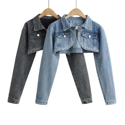 China Factory Customized Summer Crop Tope Sporty Full-Length Sleeve Denim Jacket for sale