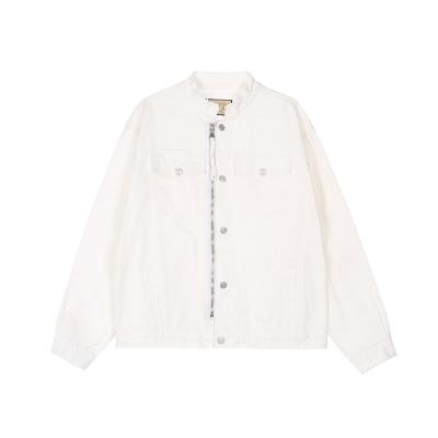 China Manufactuer OEM Men Zipper Solid Color Loose Lapel Denim Jacket for sale