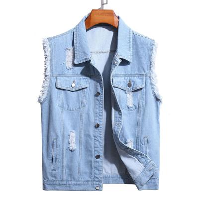 China Manufactuer OEM Light Blue Oversized Woman Sleeveless Denim Vest for sale