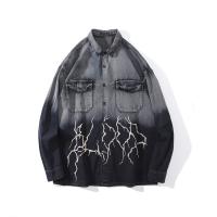 China Oversized Mens Denim Jackets OEM Full Sleeves Tie Dye Denim Jacket Jeans for sale