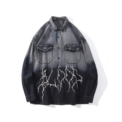 China Oversized Mens Denim Jackets OEM Full Sleeves Tie Dye Denim Jacket Jeans for sale
