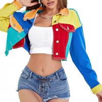 China Factory Customized Woman Fashion Crop Top Spliced Denim Jacket for sale