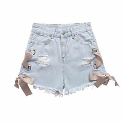 China Manufactuer Customized Vintage Distressed Woman Denim Shorts for sale