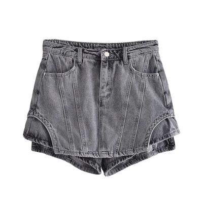 China Factory OEM High Waist Washed Jeans Fashion Street Shorts Culottes For Women for sale