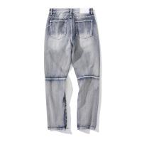 China OEM Washed Blue Ripped Jeans Unisex Split Pants With Graffiti Denim Manafacturer for sale