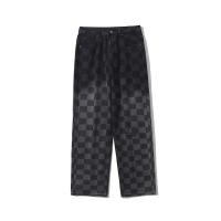 China OEM Checkerboard Jeans Low MOQ Unisex Fashion Pants Denim Clothing Manufacturer for sale