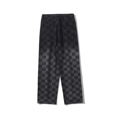 China OEM Checkerboard Jeans Low MOQ Unisex Fashion Pants Denim Clothing Manufacturer for sale