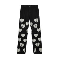 China OEM Heart Shaped Jeans Oversize Straight Leg Wide Pants Denim Manufacturer Low MOQ for sale