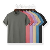 China Men'S Medium High Collar Loose T-Shirt Solid Color Polyester for sale