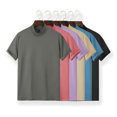 China Men'S Medium High Collar Loose T-Shirt Solid Color Polyester for sale