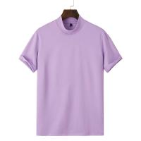China Men'S Medium High Collar Loose T-Shirt Solid Color Polyester for sale