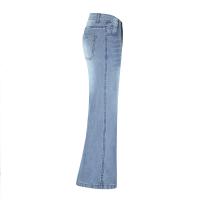 China Bespoke Manufactuer Autumn High Waisted Blue Wide Leg woman Jeans for sale