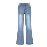 China Bespoke Manufactuer Autumn High Waisted Blue Wide Leg woman Jeans for sale